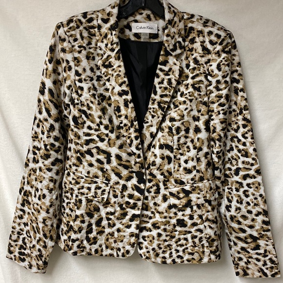 Calvin Klein | Jackets & Coats | Calvin Klein Cheetah Print Blazer ...